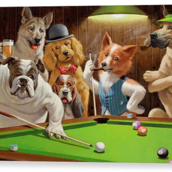 Dogs Playing Pool - Etsy