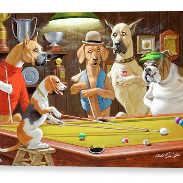 Dogs Playing Pool - Etsy
