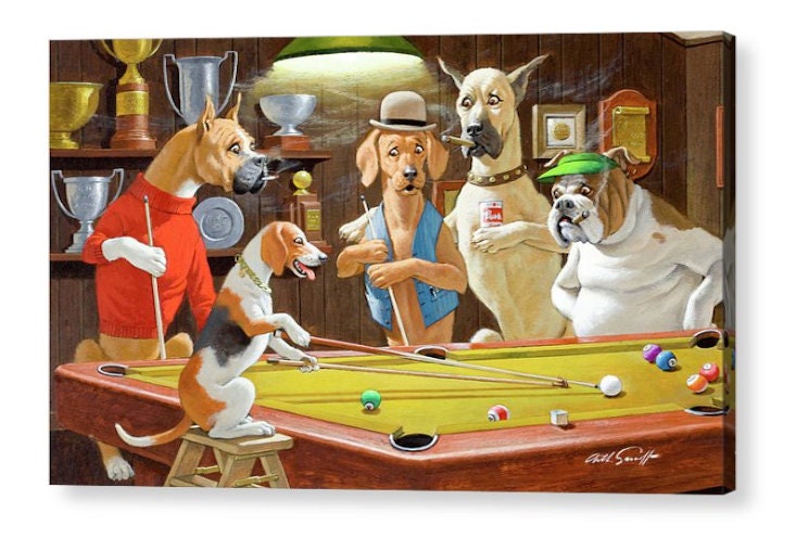 Dogs Playing Pool V2 by Arthur Sarnoff Famous Canvas/ Photo / - Etsy