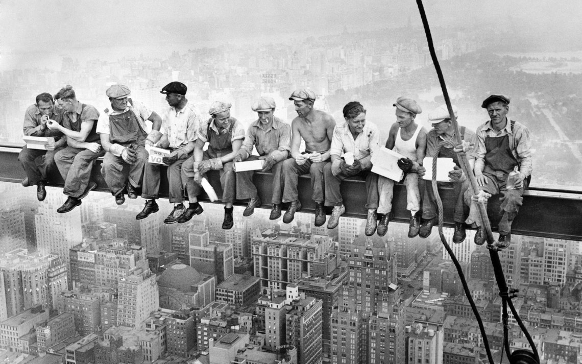 Empire State Workers Having Lunch Iconic Black & White Canvas - Etsy ...