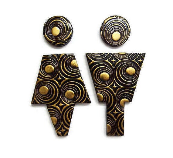 Antique Gold Restroom Door Sign Washroom Male Female Signs - Etsy