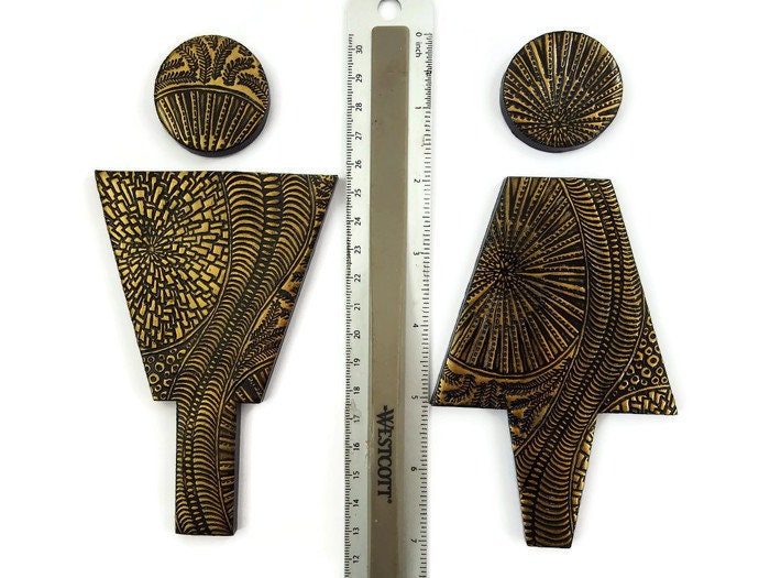 Large Washroom Signs for Home and Business Gold Bathroom | Etsy