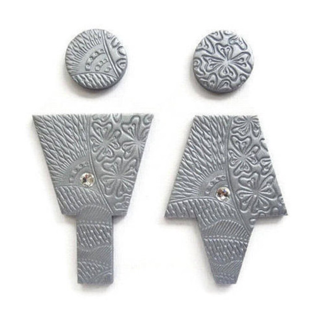 Silver Bathroom Sign Embellished With Crystals From Swarovski® , Powder ...