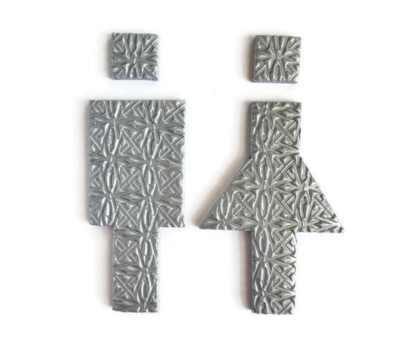 Modern Bathroom Signs Silver Modern Restroom Signs for Home | Etsy