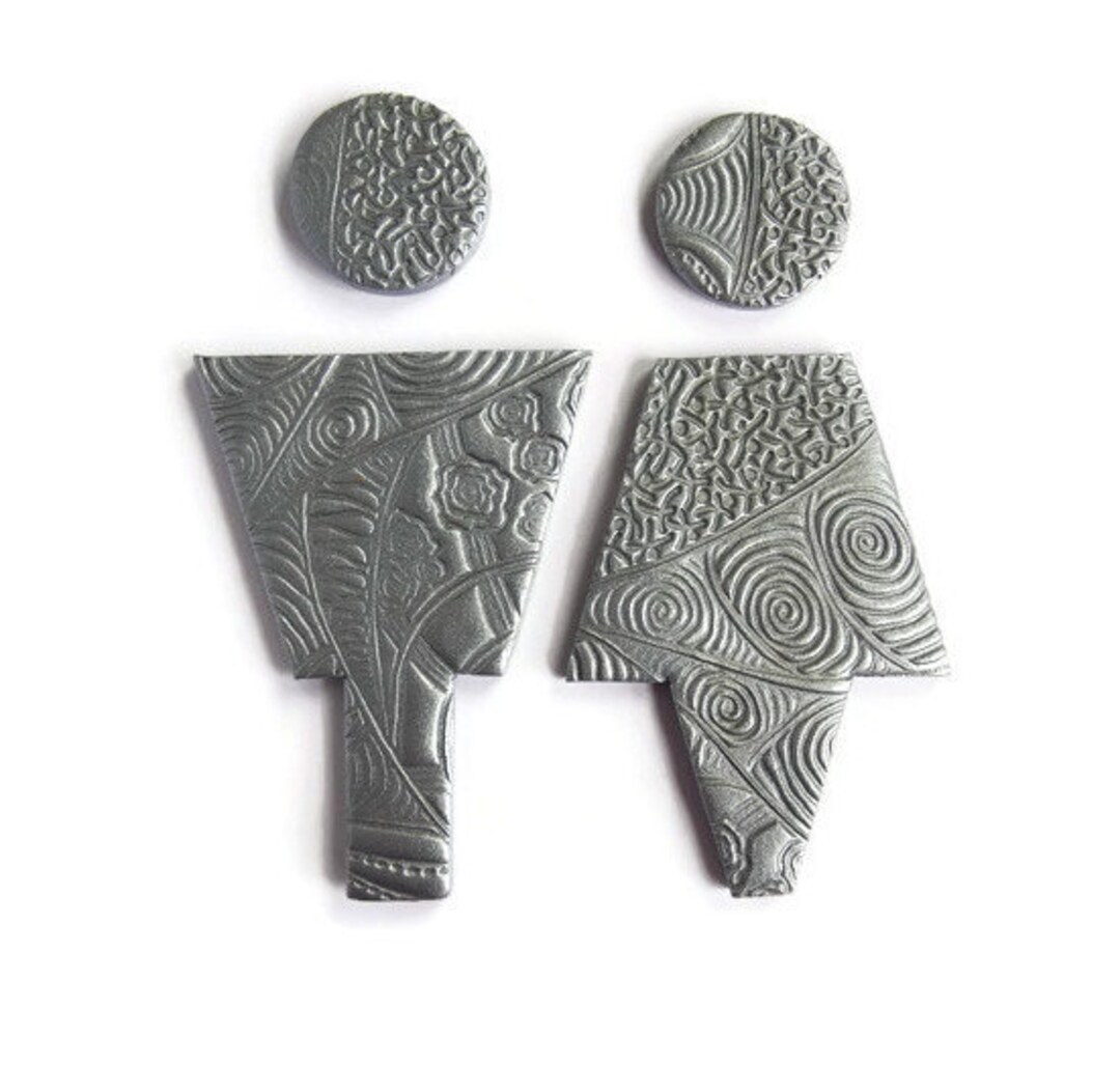 Modern Silver Restroom Signs, Guest Bathroom Male Female Toilet Sign - Etsy