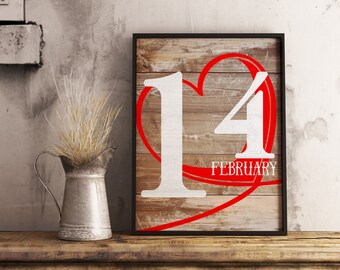February 14 Valentines Day Printable Wall Decor February 14 DIY Sign ...