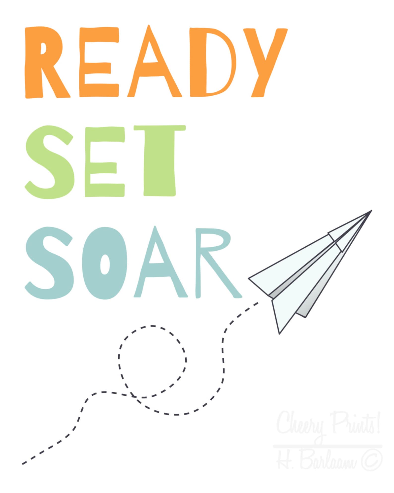 Ready Set Soar Paper Airplane Print Instant Download - Etsy