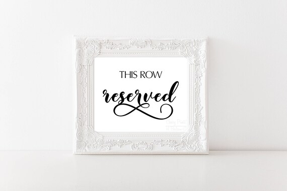 This Row Reserved Sign Instant Download | Etsy