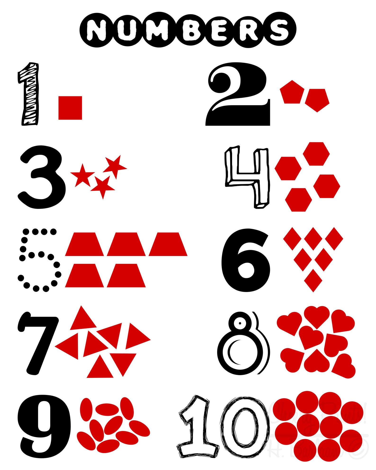 Numbers 1 Through 9 Print Instant Download - Etsy