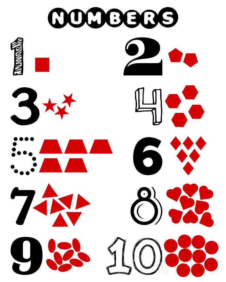 Números del 1 al 9 Imprimir Descarga instantánea - Etsy México