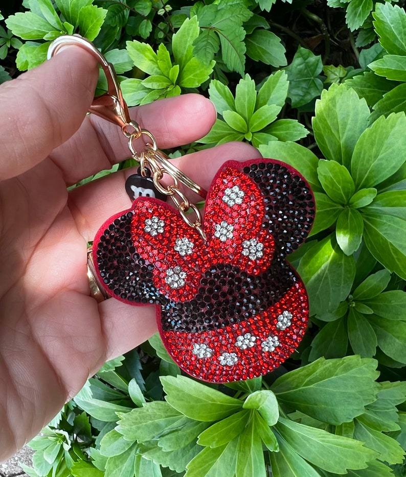 Rhinestone Mouse Keychain / Mickey / Minnie - Etsy
