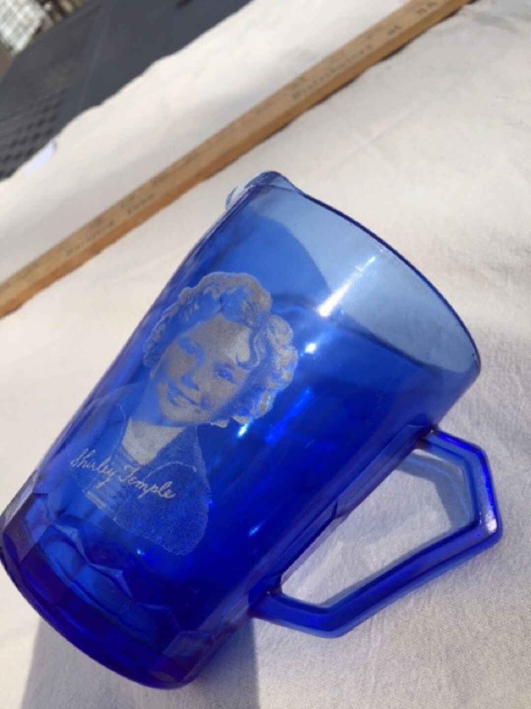 Cobalt Blue Glass Shirley Temple Pitcher Etsy
