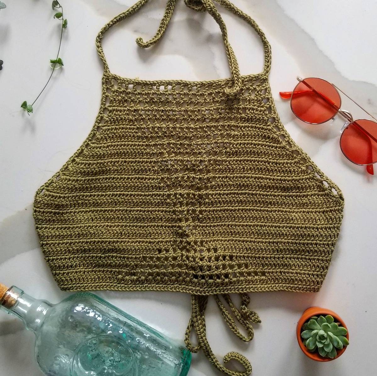 Crochet Top PATTERN // Timelapse // Adjustable High Neck Mesh | Etsy