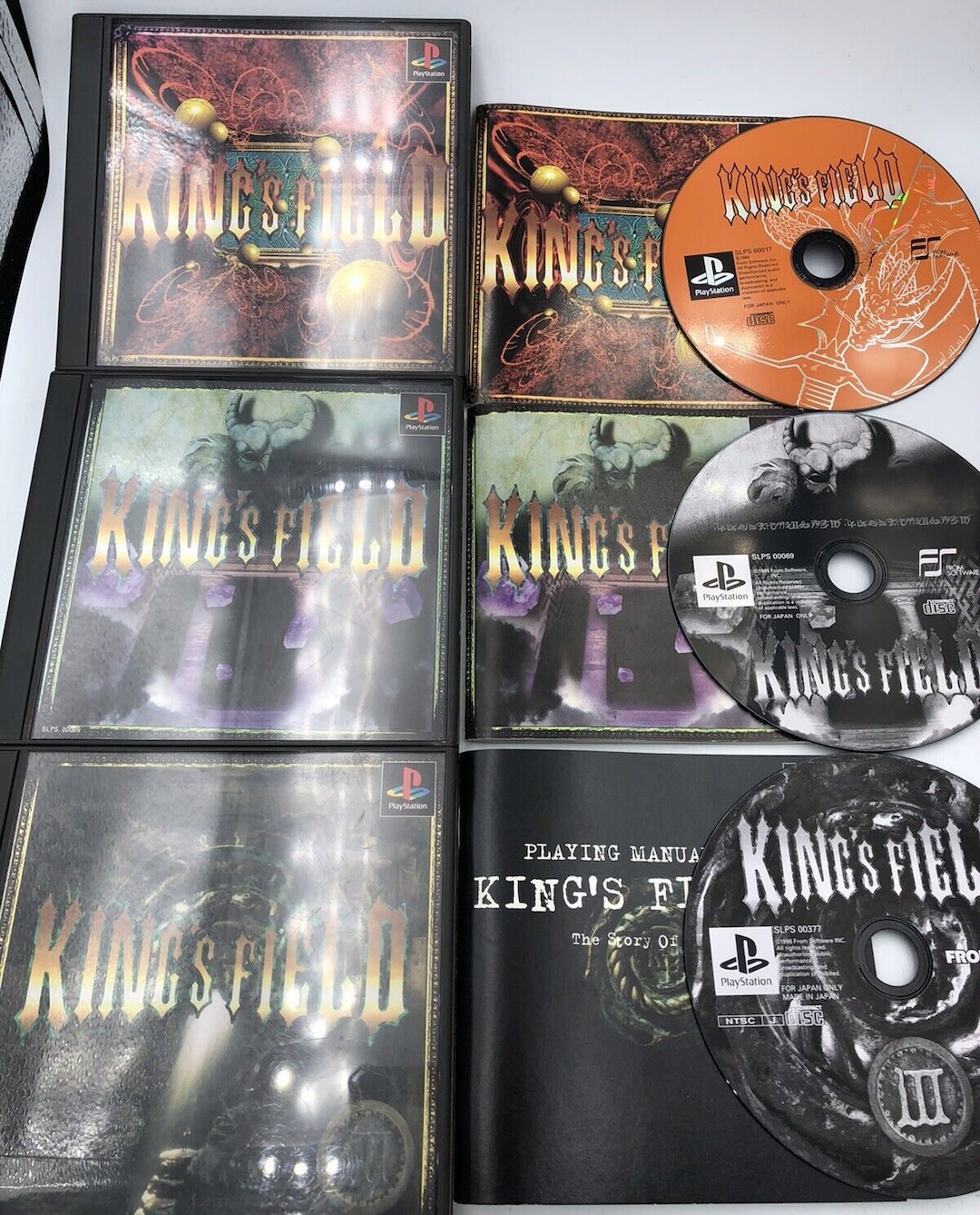 King's Field I II III 1 2 3 Playstation PS1 COMPLETE Set Japanese ...