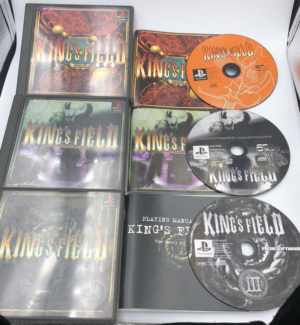 King's Field I II III 1 2 3 Playstation PS1 COMPLETE Set Japanese ...