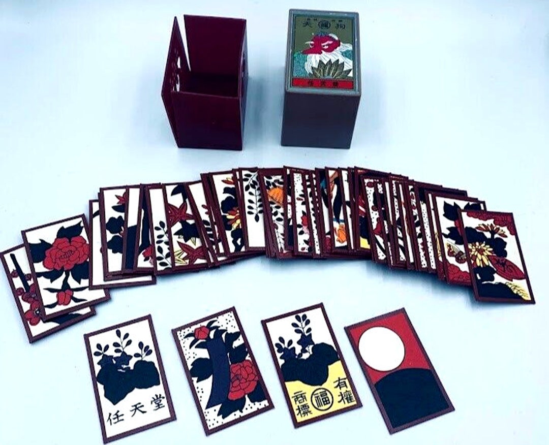 Nintendo Vintage Hanafuda Tengu Red Demon Design Japanese Playing Cards ...
