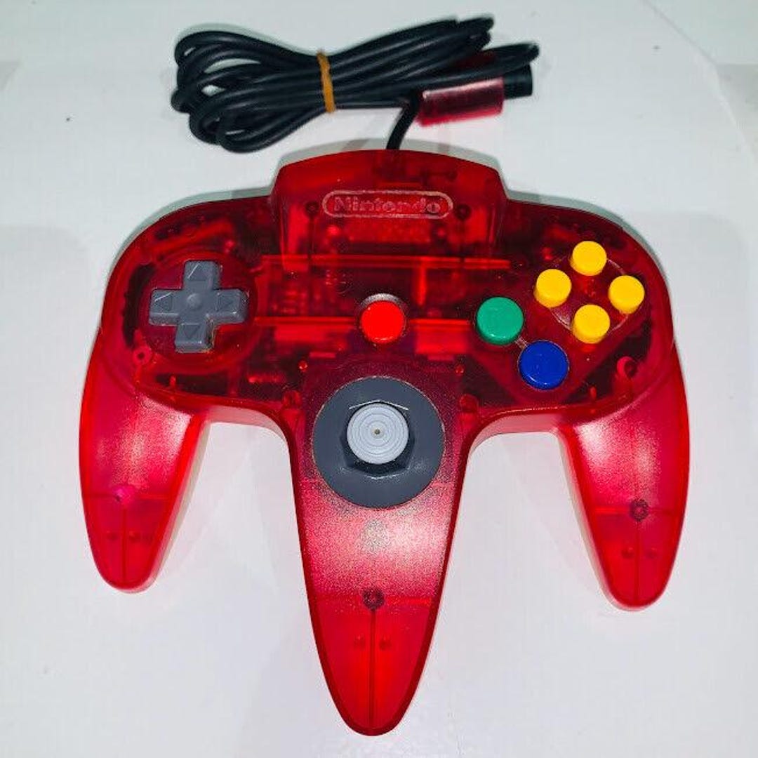 Nintendo 64 Clear Red & White Controller Bros Authentic Official N64 ...