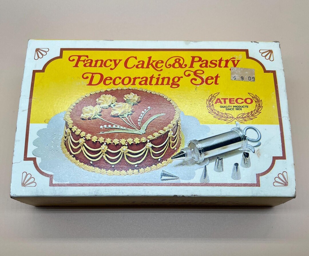 Vintage Ateco Fancy Cake & Pastry Decorating Set Decorator Syringe Tube ...