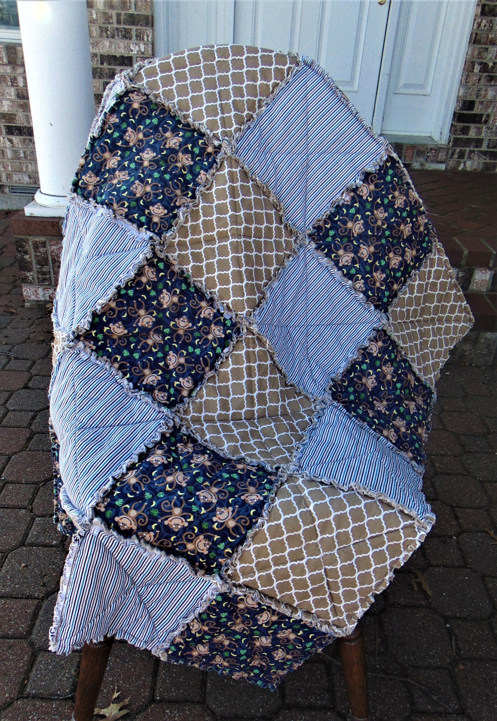 Blue Monkey Rag Quilt 61 X 51 Large Handmade Rag - Etsy
