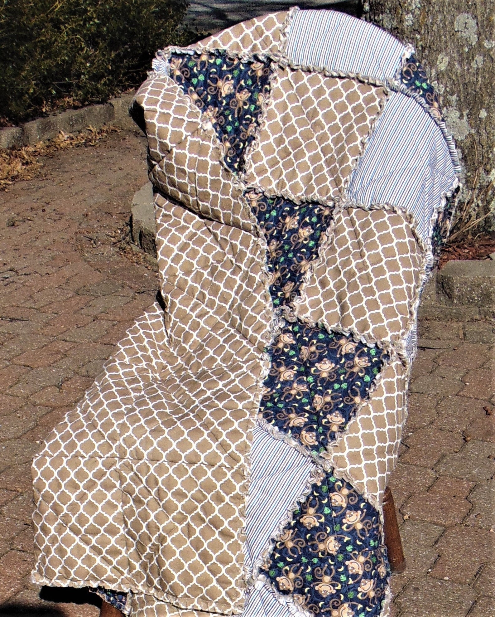 Blue Monkey Rag Quilt 61 X 51 Large Handmade Rag - Etsy