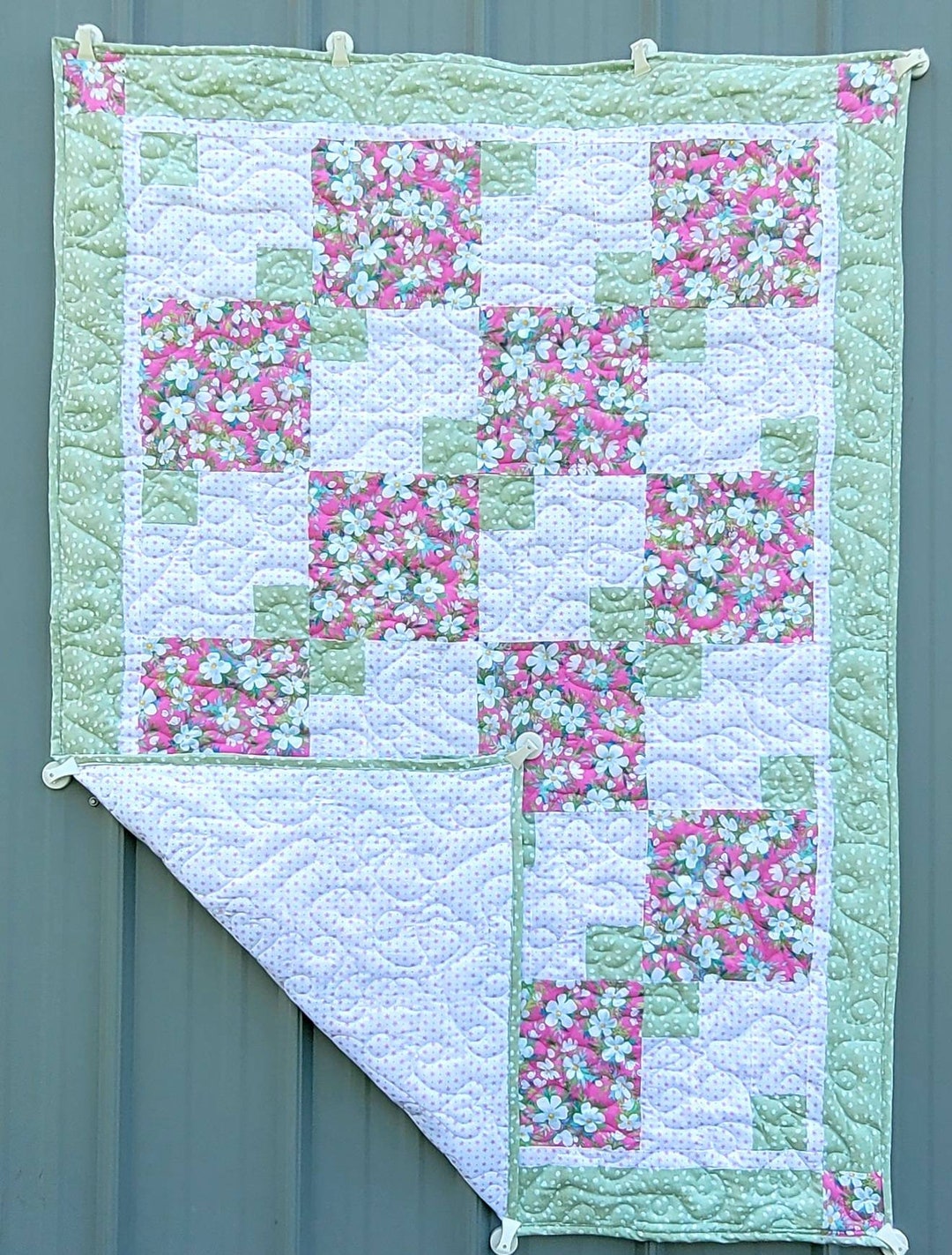 Pink Garden Path Quilt 60 X 43.5 Throw Crib Lap Quilt Christmas ...