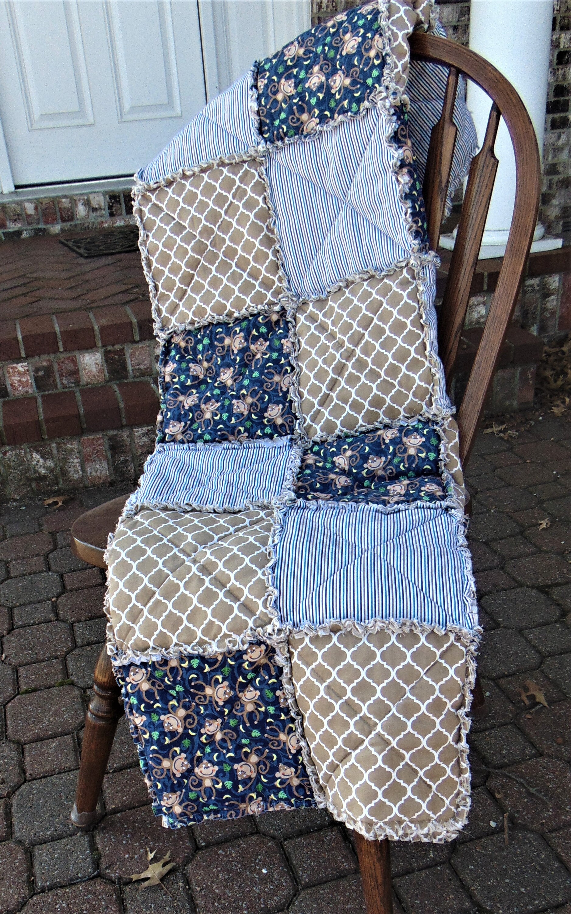 Blue Monkey Rag Quilt 61 X 51 Large Handmade Rag | Etsy