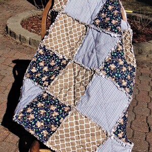 Blue Monkey Rag Quilt- 61" X 51" Large Handmade Rag Quilt - Christmas ...