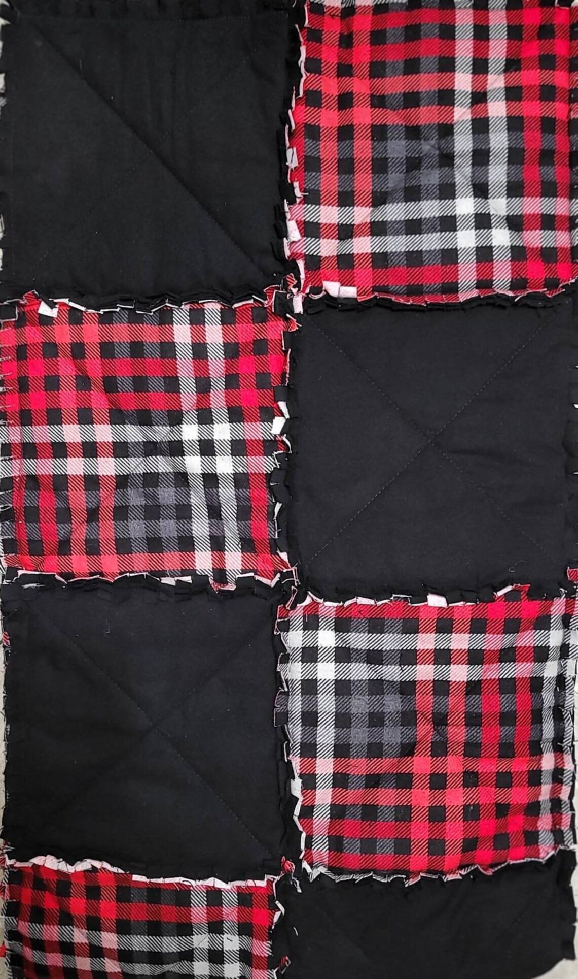 Red Plaid Rag Quilt Large Blanket 65 X 56 Throw | Etsy