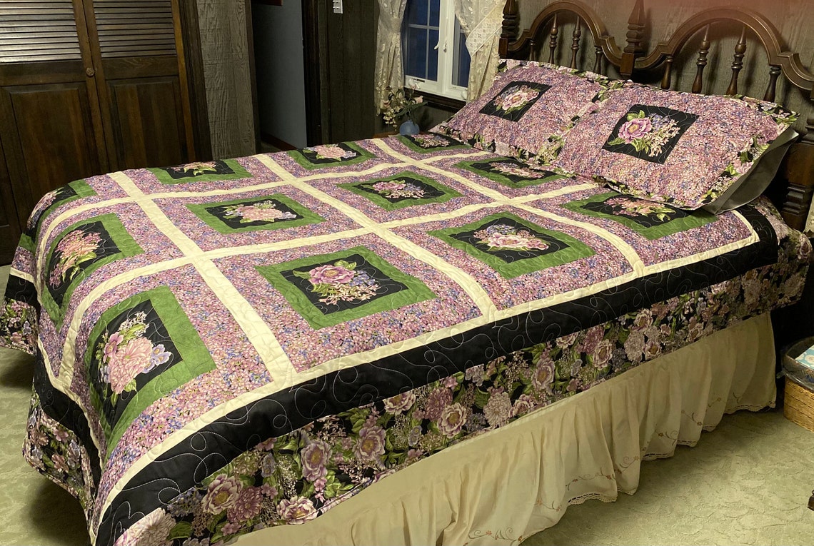 Mauve Floral Handmade Quilt 100x 85 Quilt | Etsy