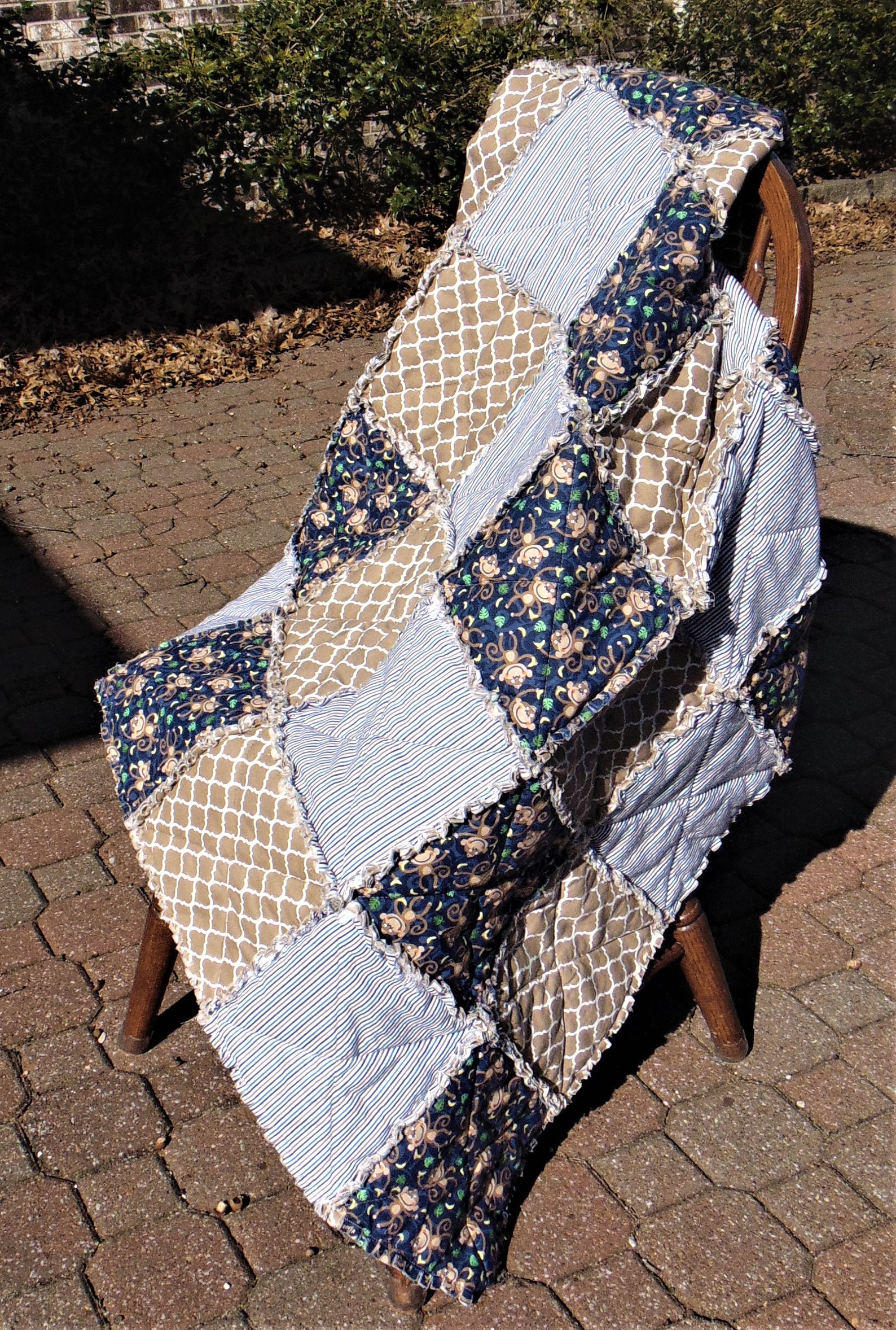 Blue Monkey Rag Quilt 61 X 51 Large Handmade Rag - Etsy