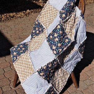 Blue Monkey Rag Quilt- 61" X 51" Large Handmade Rag Quilt - Christmas ...