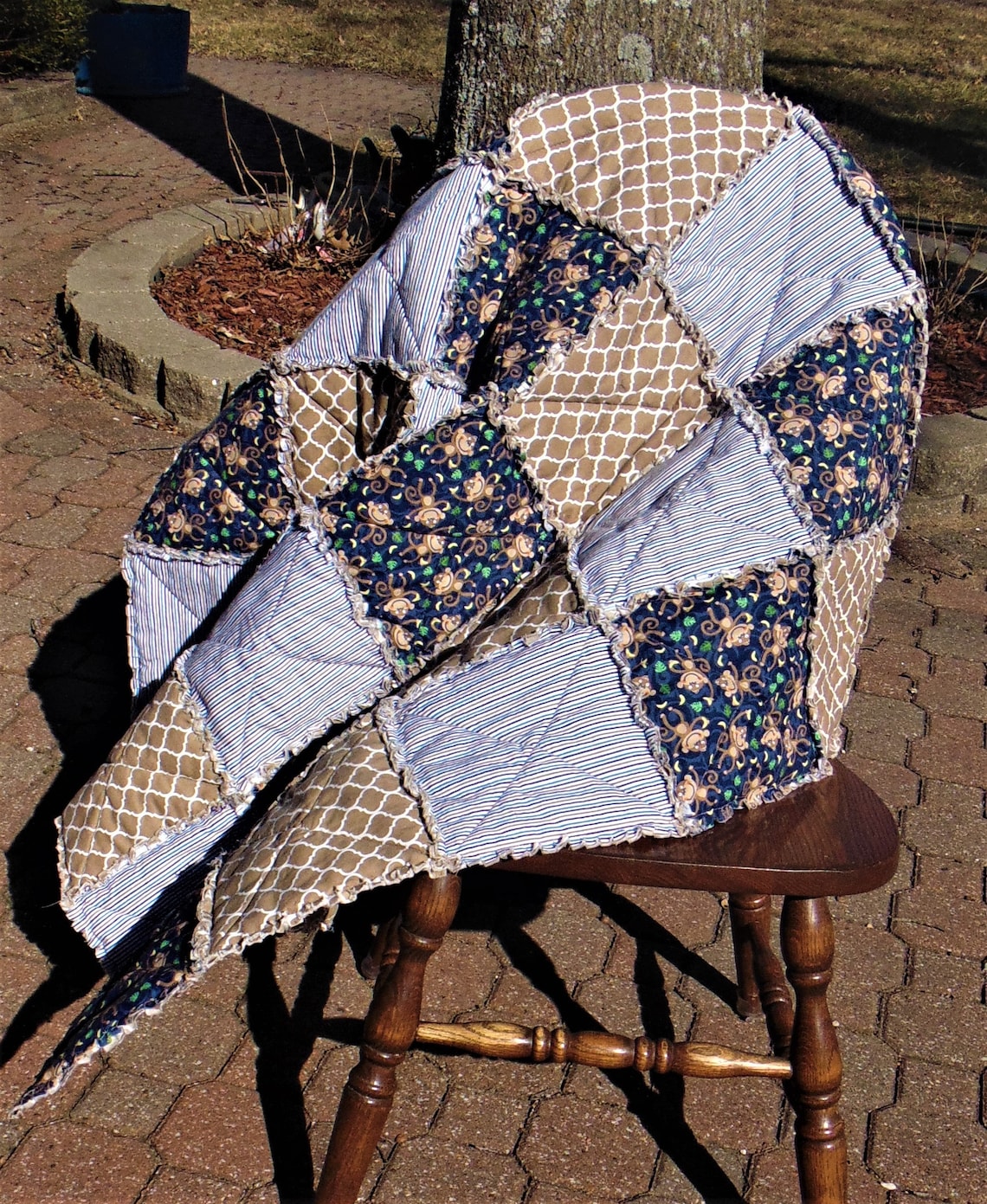 Blue Monkey Rag Quilt 61 X 51 Large Handmade Rag - Etsy