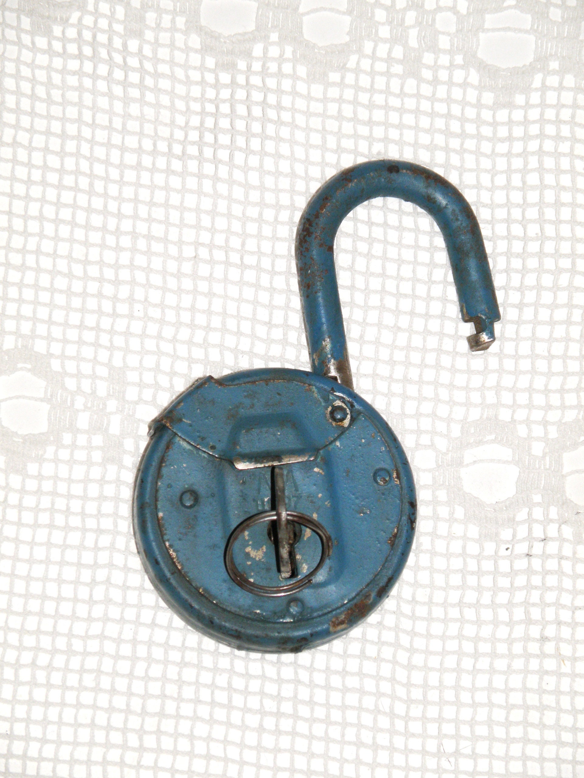 1950s Blue Padlock With Key Vintage Working Rustic Padlock - Etsy