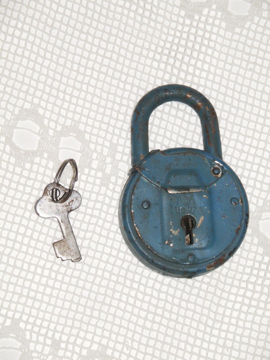 1950s Blue Padlock With Key Vintage Working Rustic Padlock - Etsy