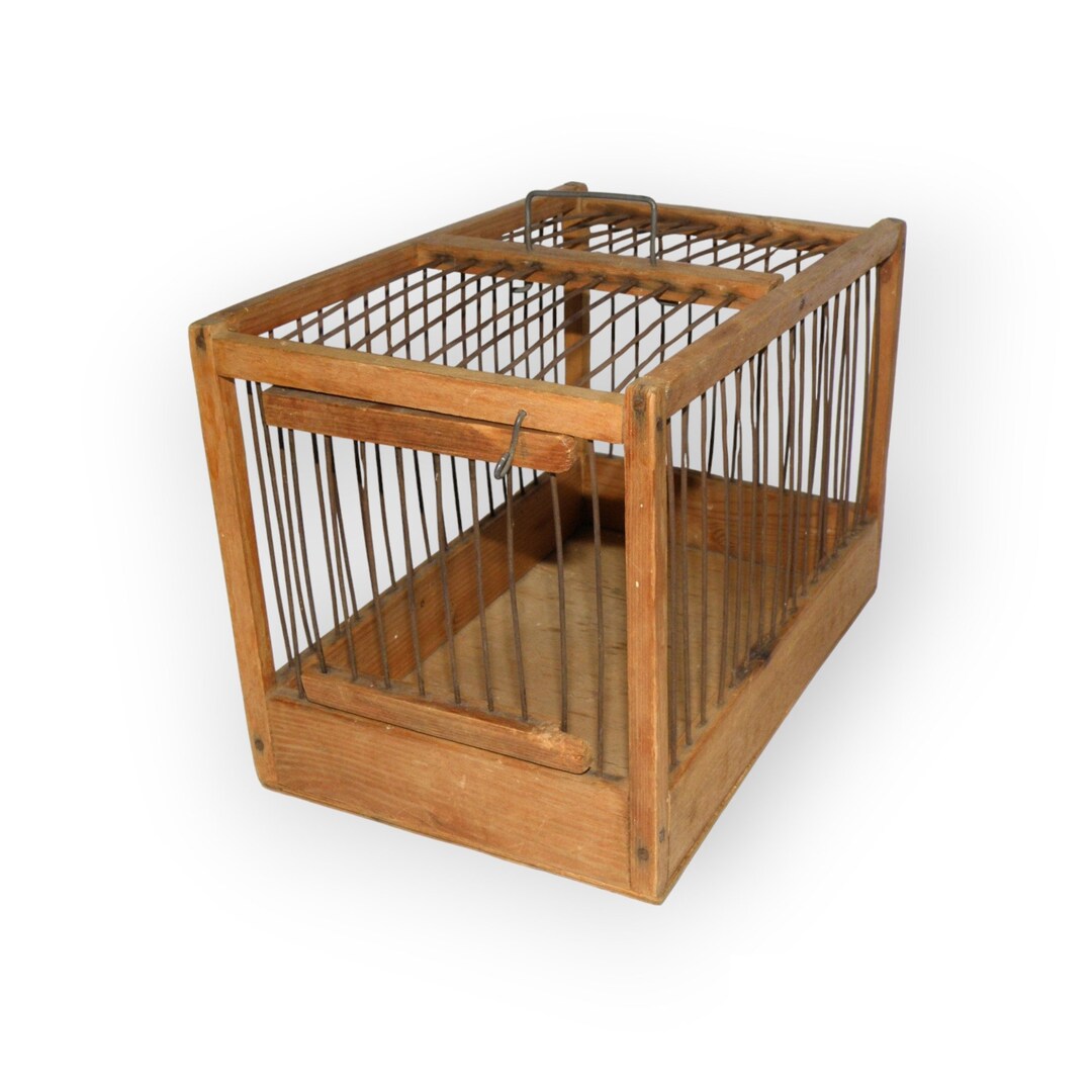 Vintage Small Wooden Bird Cage, Soviet Wood Canary Cage, Miner's ...