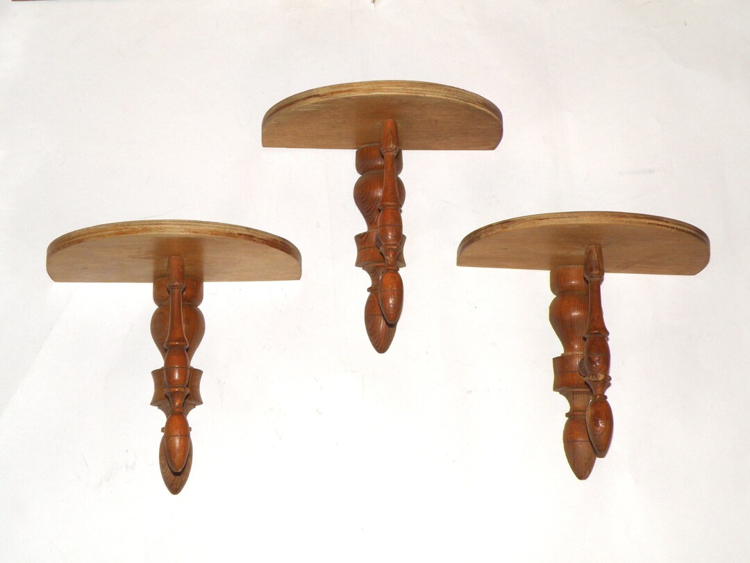 3 Vintage Wooden Shelves Small Rustic Shelf Soviet Wooden - Etsy