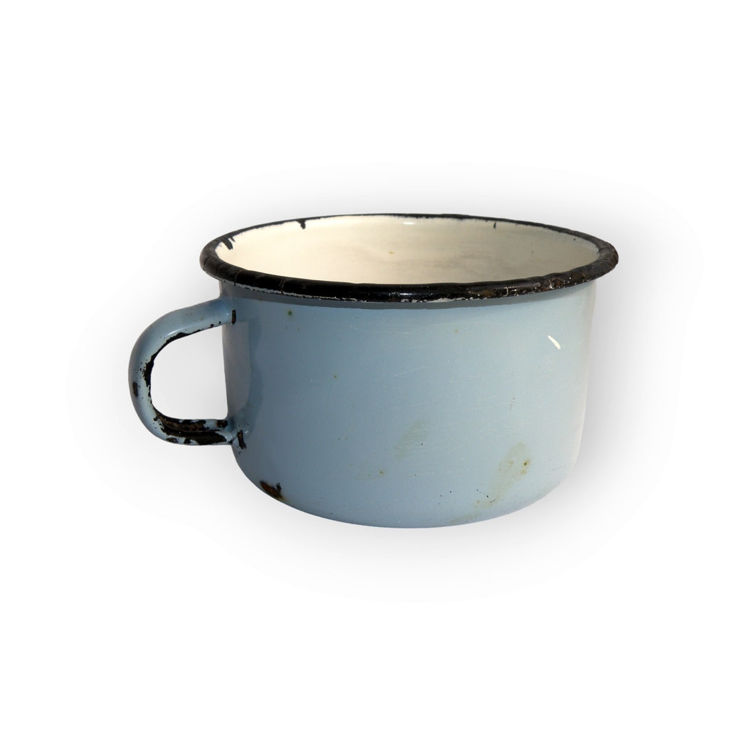 Vintage Blue Enamel Mug 500 Ml, Decorative Big Metal Enamel Mug, Rustic ...