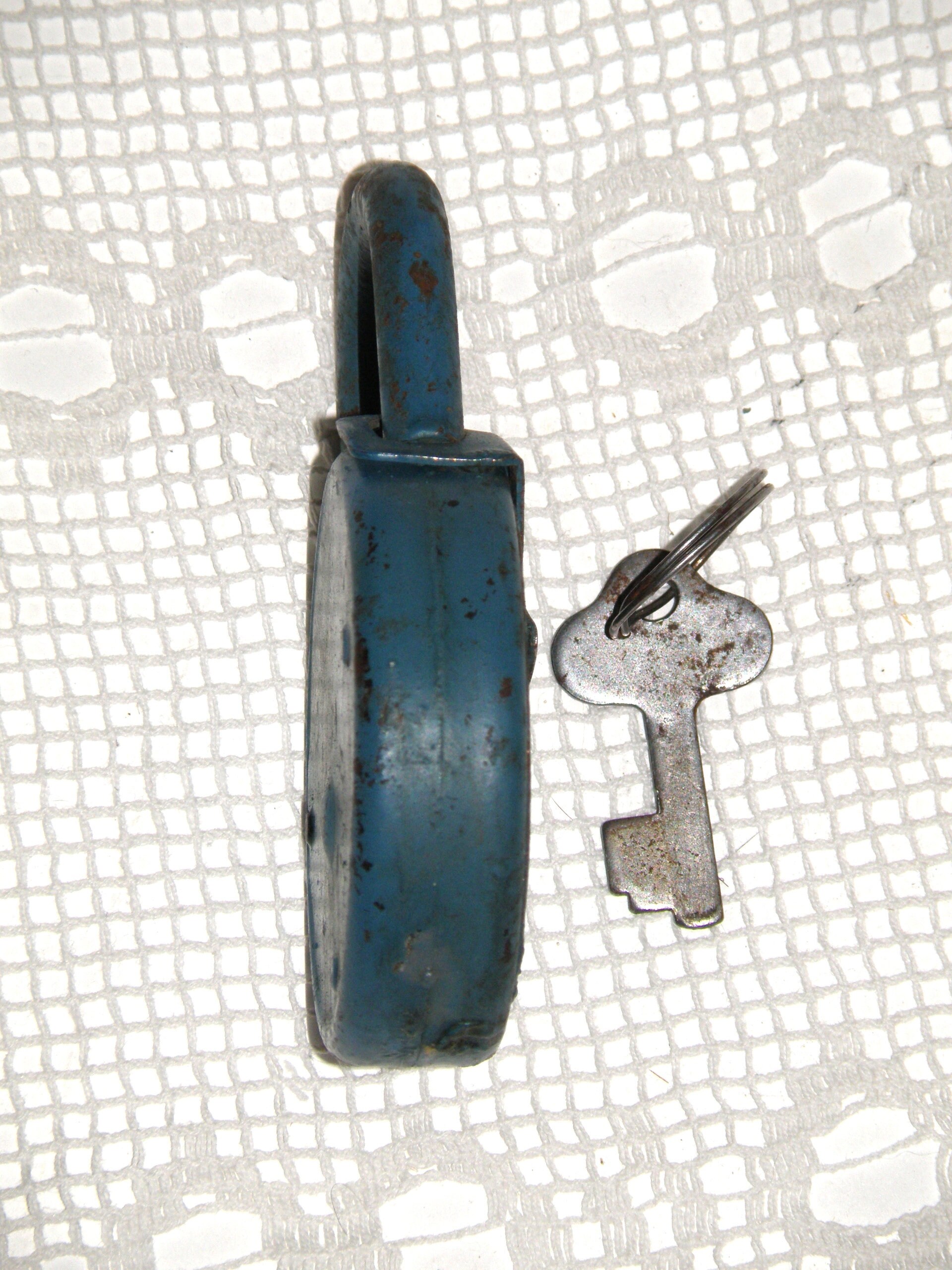 1950s Blue Padlock With Key Vintage Working Rustic Padlock - Etsy