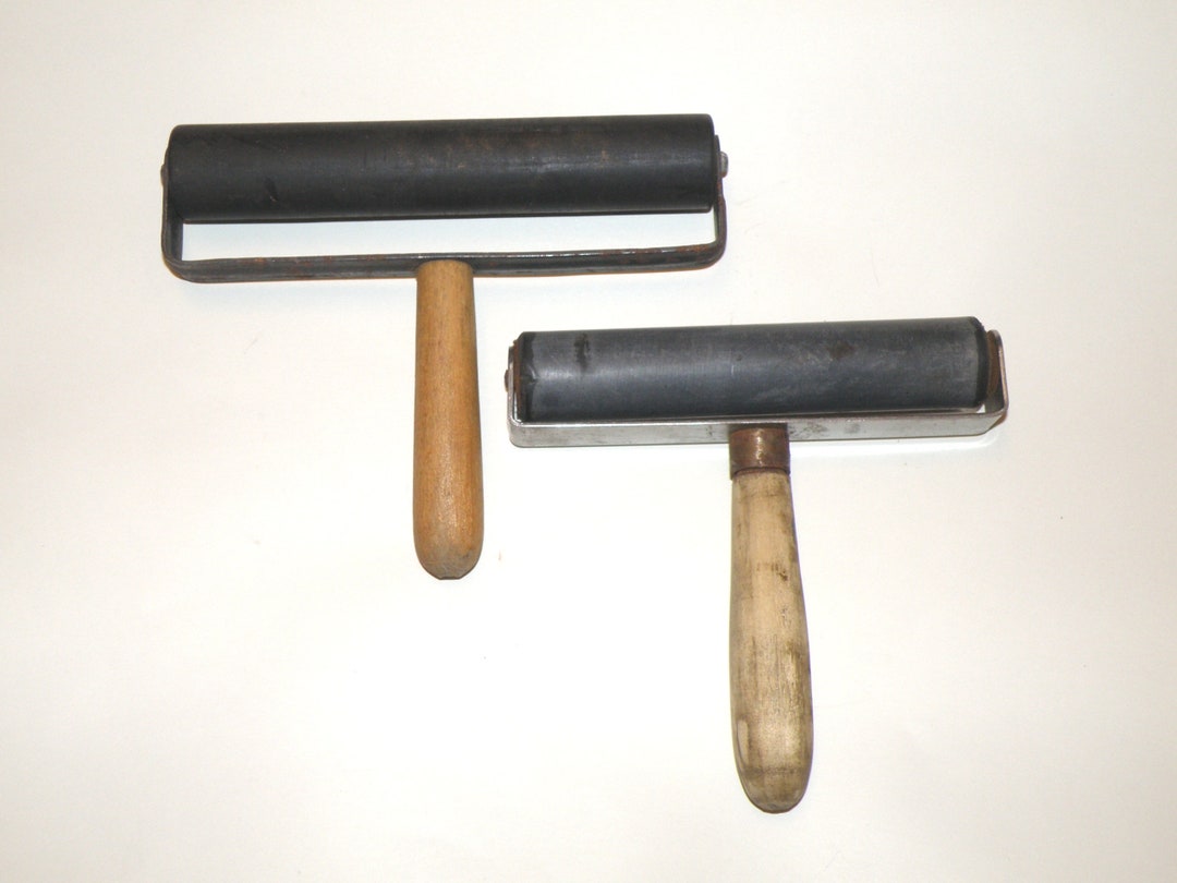 2 Rollers Rubber Vintage for Photo Printing, Soviet Brayer Hand Press ...