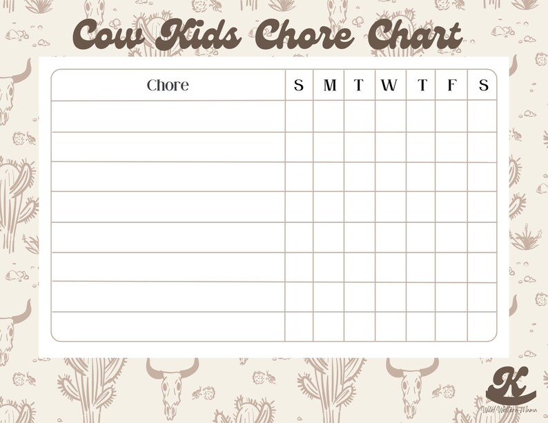 Cow Kids Chore Chart - Etsy