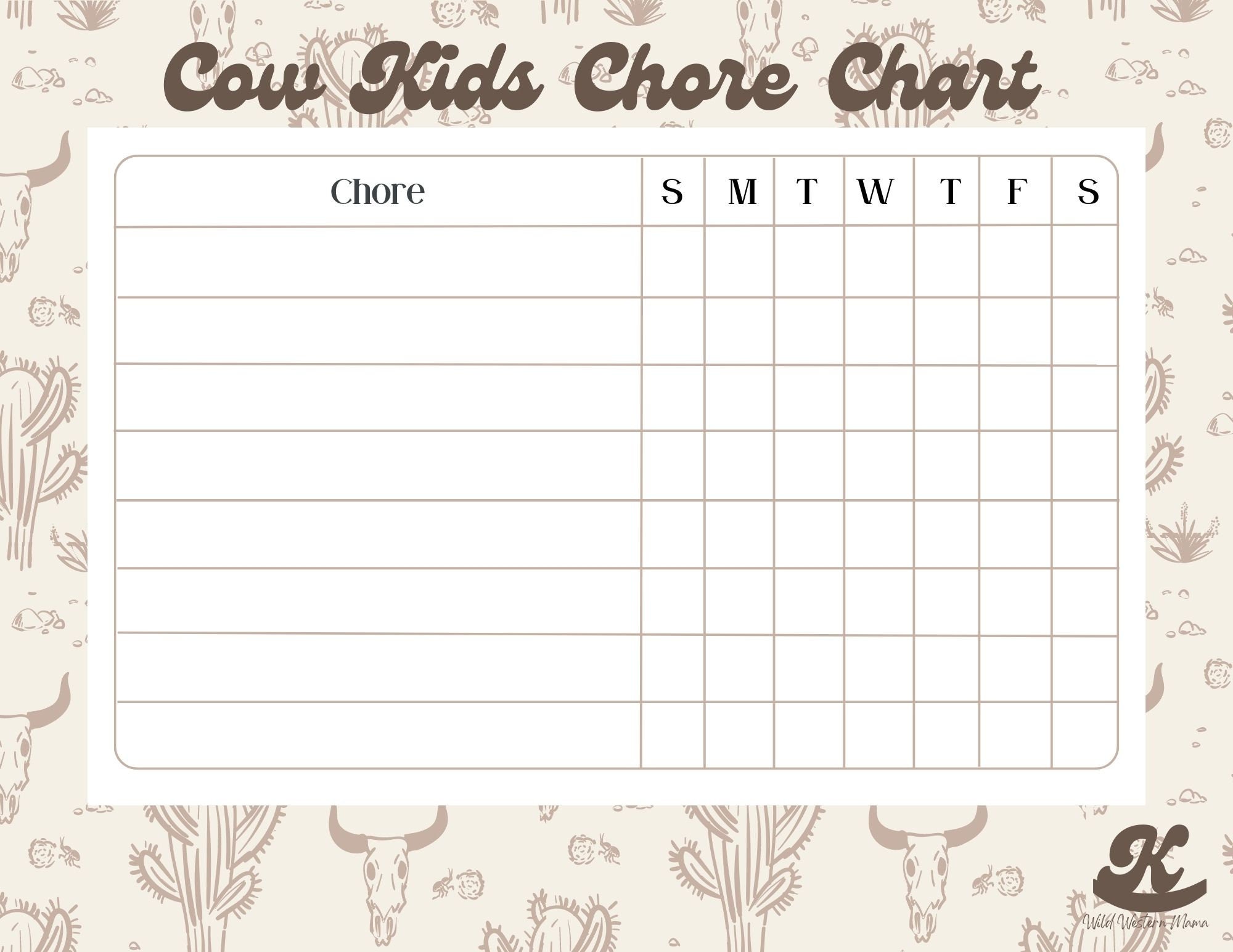 Cow Kids Chore Chart - Etsy