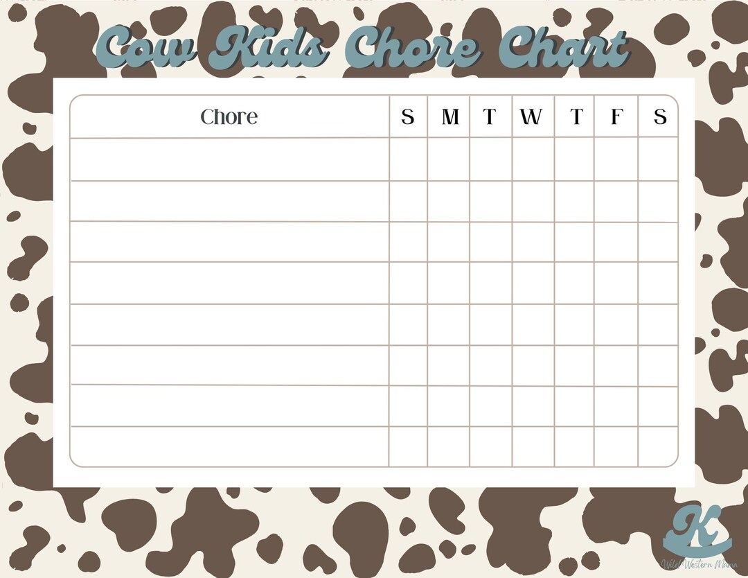 Cow Kids Chore Chart - Etsy