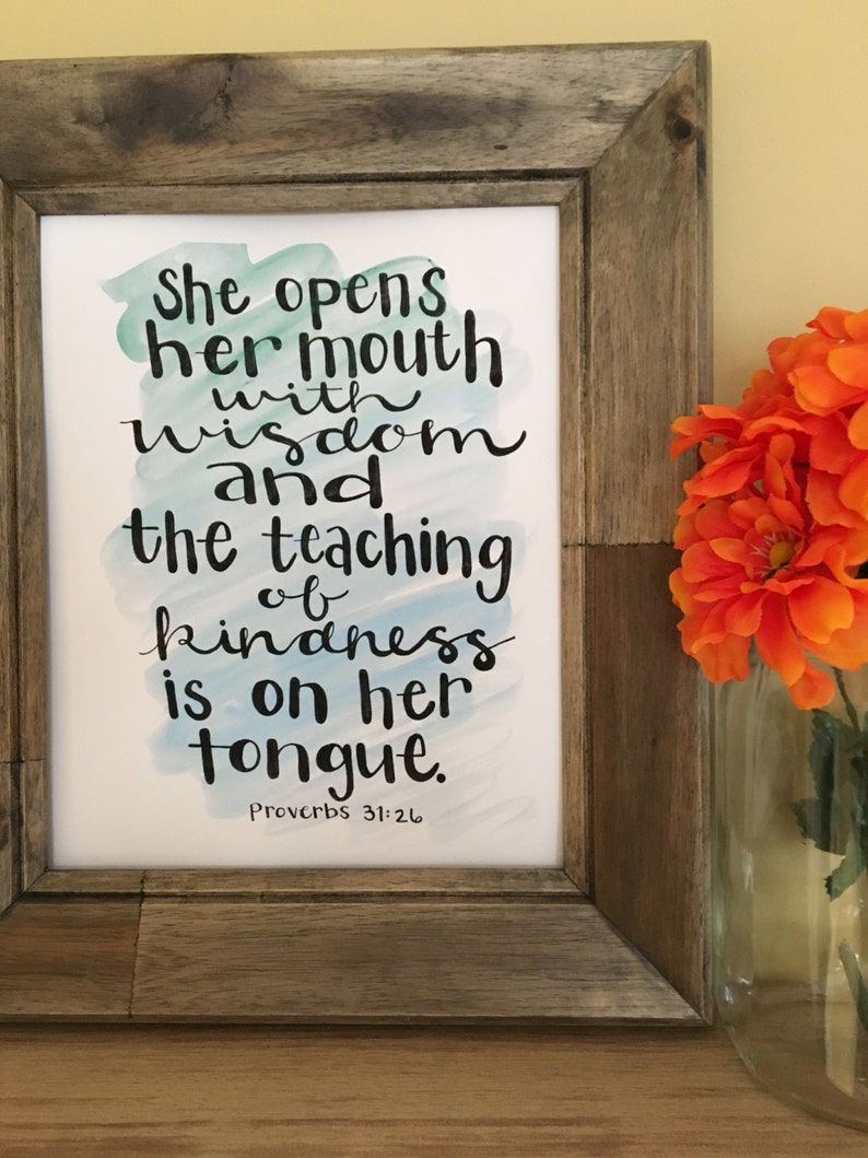 Teacher Gift Teacher Quote Bible Verse Art Proverbs 31:26 | Etsy