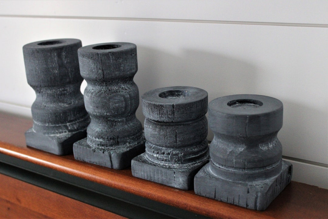 Grey Antiqued Farmhouse Style Candle Holder / Rustic Candle Holder ...