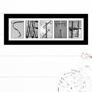 Lineman Personalized Black and White Last Name Letter Photography Sign ...