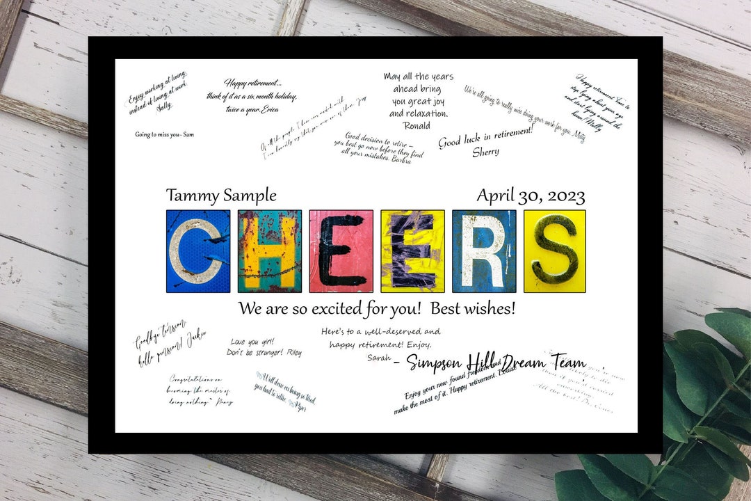 Vintage Cheers Celebration Guest Book Alternative, Unique Birthday Card ...
