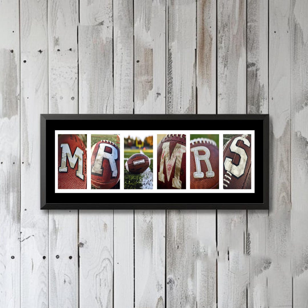Mr and Mrs Football Fan Sign, Sports Themed Decor - Etsy