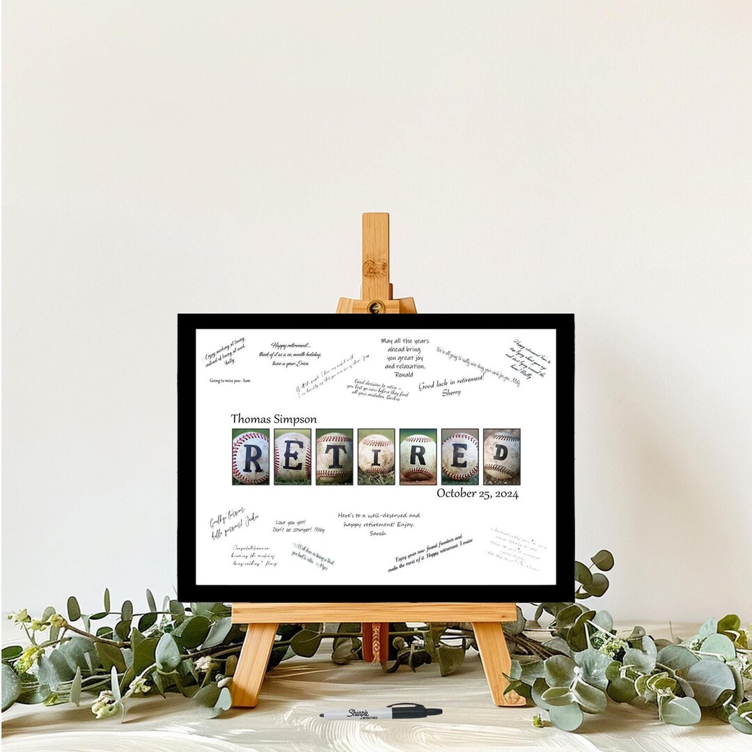 Personalized Baseball Themed Retirement Party Guest Book Alternative ...