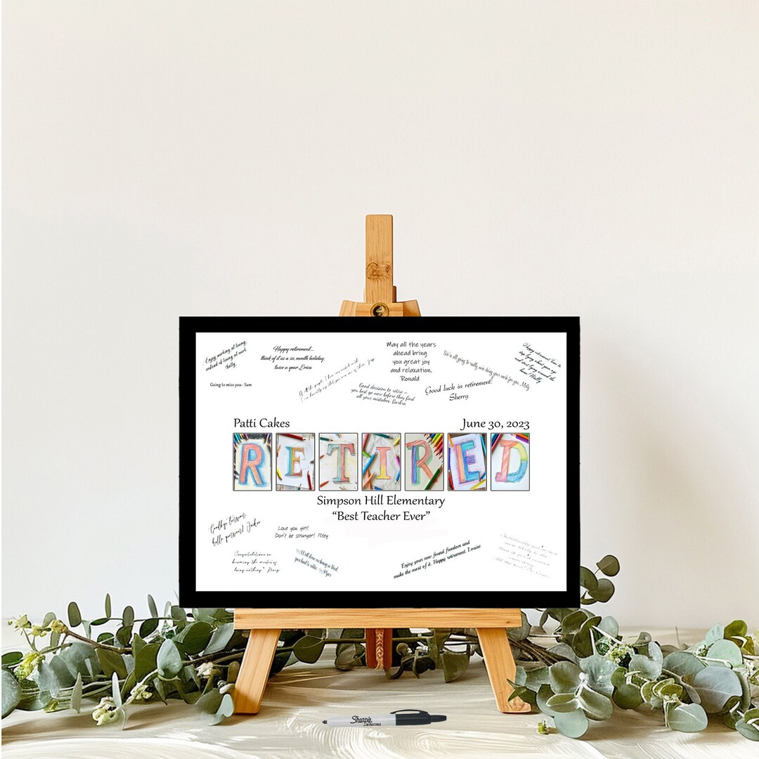 Teacher Colored Pencil Retirement Party Unique Alternative Guest Book ...