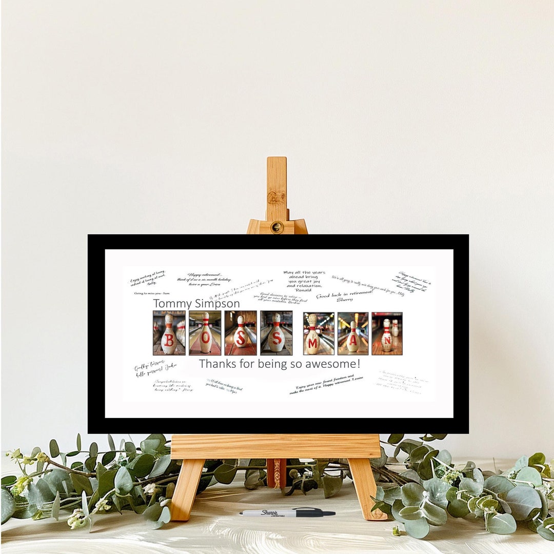 Personalized Bowling Pin Boss Man Appreciation Signature Board, Boss's ...